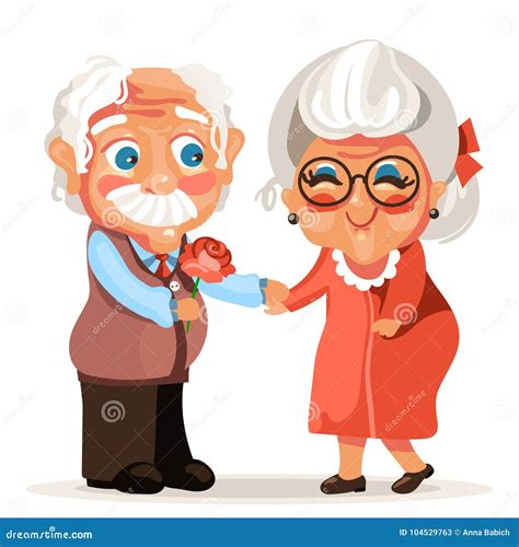 Cartoon Old Couple In Love