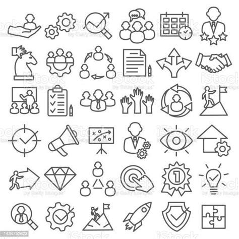 관리 라인 아이콘 세트의 벡터 세트입니다 관리 금융 비즈니스 등과 같은 아이콘이 포함되어 있습니다 0명에 대한 스톡 벡터 아트 및 기타 이미지 Istock