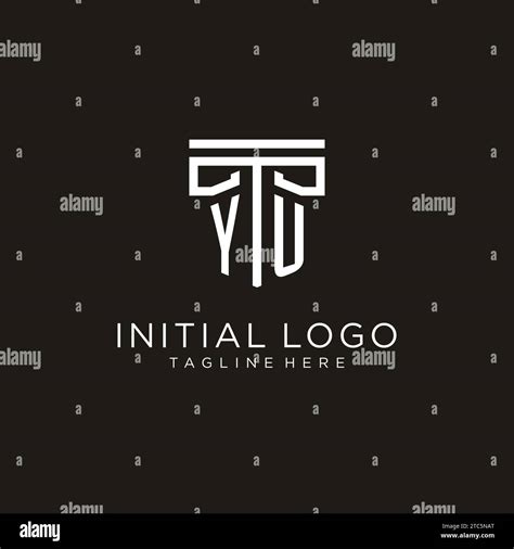 Yu Initial Logo With Geometric Pillar Style Design Creative Modern Law