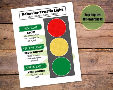 Traffic Light Behavior Chart Printable Behavior Chart For Etsy