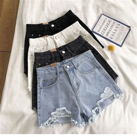 Women Denim Shorts Middle Waist With Side Pockets Summer Hot Straight
