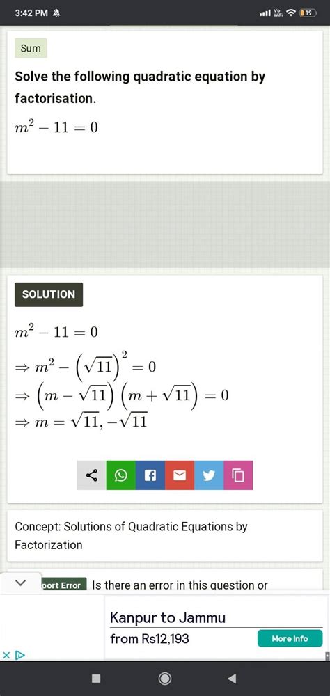 Sumsolve The Following Quadratic Equation By Factorisation M2−11 0solu