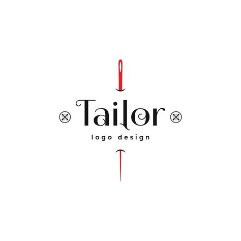 Agulha vermelha de logotipo de alfaiate modelo de design de vetor de logotipo de combinação
