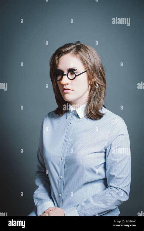 Woman Thinking And Fake Glasses For Mask Cosplay And Halloween Photo