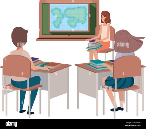 Teacher In Classroom With Students Avatar Character Stock Vector Image