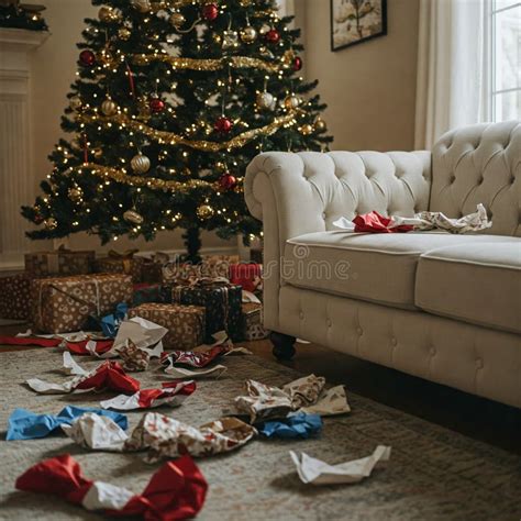 Christmas Morning Opened Presents Wrapping Paper Generated With Ai