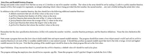 Solved Design And Create A Class Named Stats That Has An