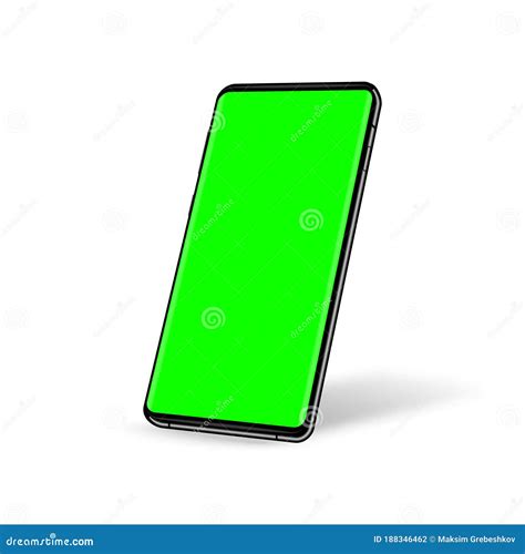 Phone With Green Screen Chroma Key Background Template For Your Design Stock Vector