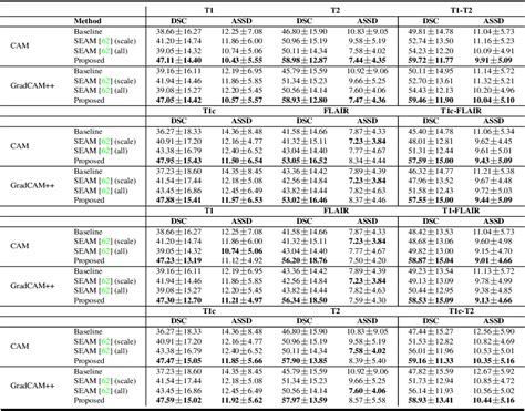 Table 1 From Weakly Supervised Segmentation With Cross Modality