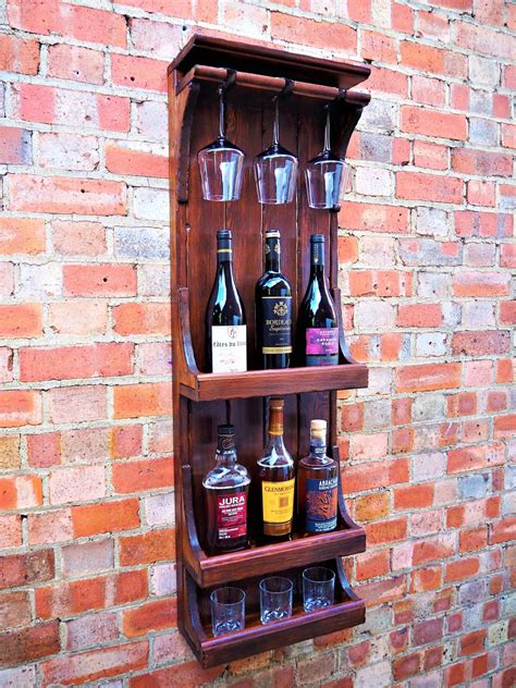 Wood Wine Rack Alcohol Bar Wine Glass Rack Mounted Whiskey Bar