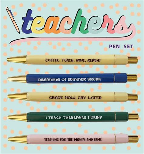 Jxueych Funny Pens 5 Count Black Inkmedium Nib 10mm Funny Office Ts For