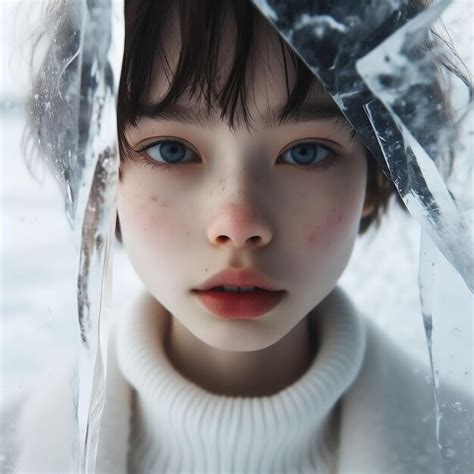 Premium Photo Girl Behind The Ice