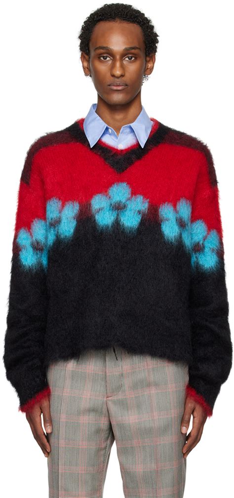 Marni Black Fuzzy Wuzzy Flowers Sweater Ssense