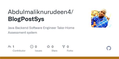 Github Abdulmaliknurudeen4blogpostsys Java Backend Software