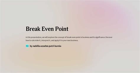 Break Even Point