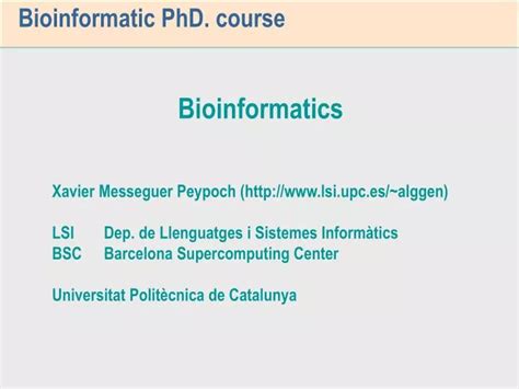 Ppt Bioinformatic Phd Course Powerpoint Presentation Free Download Id3981899