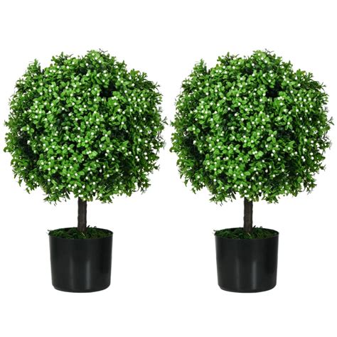 HOMCOM 2 Pack Artificial Tree Boxwood Topiary With Fruits 20 75