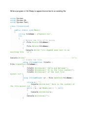 Test File Handling Docx Write A Program In C Sharp To Append Some Text To An Existing File