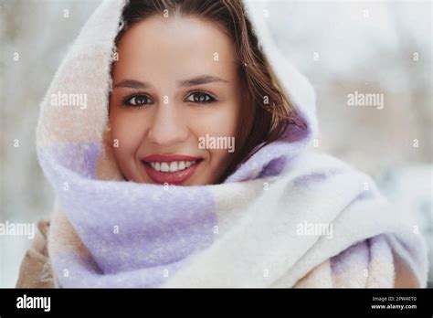 Closeup Photo Of Beautiful Brunette Female With Sharp Look Half Of Young Woman Face Covered