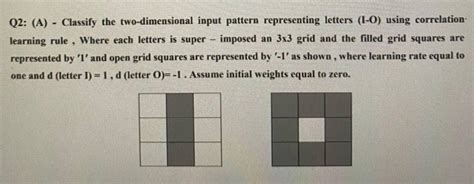 Q2 A Classify The Two Dimensional Input Pattern