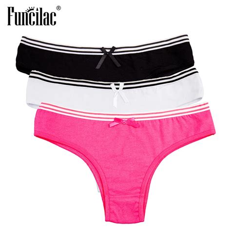Funcilac Brand Womens Briefs Sexy Simple Solid Striped Lace Underwear