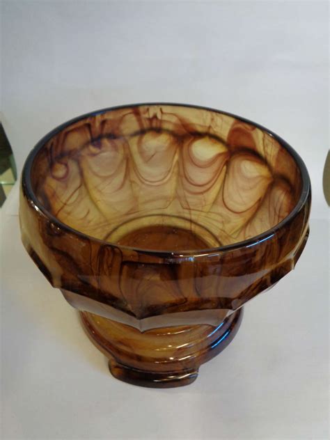 Art Deco Davidson Cloud Glass Bowl And Stand