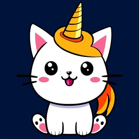 Premium Vector Pretty Cat Unicorn Hand Drawn Flat Stylish Cartoon