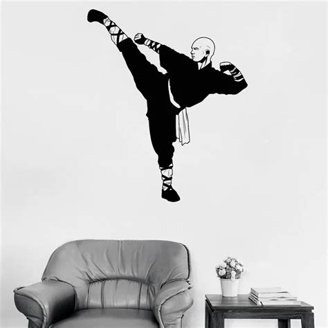 New Arrival Sticker Chinese Kongfu Shaolin Monk Vinyl Wall Decal Warrior Asian Art Stickers