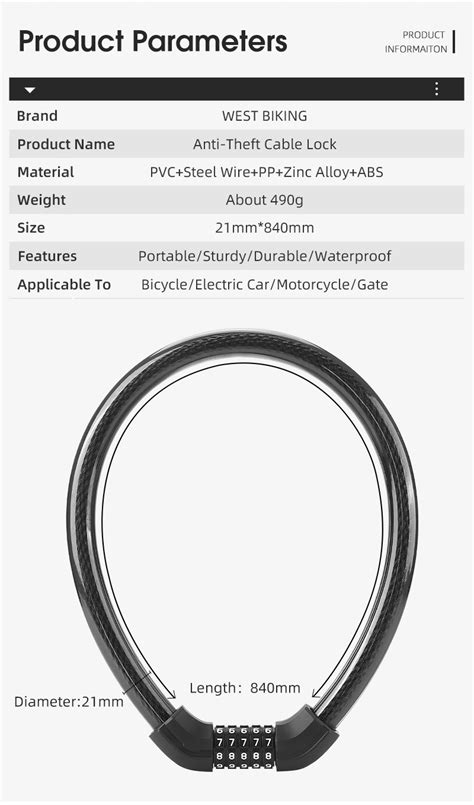 West Biking Bicycle Lock Password Lock Anti Theft Lock Mountain Bike