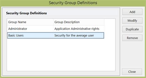 Creating A User Security Group