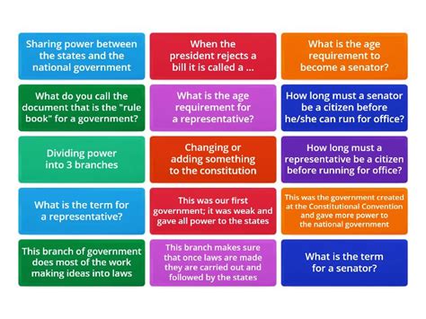 Legislative Process Game Question Cards Flip Tiles