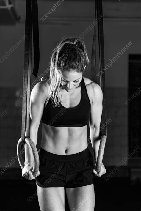 Woman Cross Training Using Rings Stock Image F037 2432 Science Photo Library