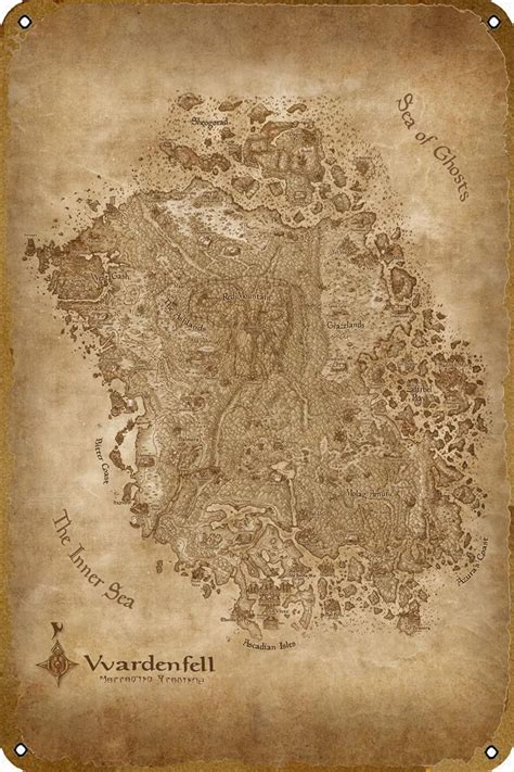 Morrowind Anth Map Poster Video Game Metal Tin Sign Gaming