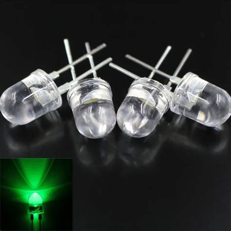 1000pcs Led 10mm Led 0 5w Green High Power Leds Light 220kmcd Round Top