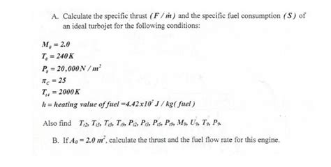 Solved A ﻿calculate The Specific Thrust Fm˙ ﻿and The