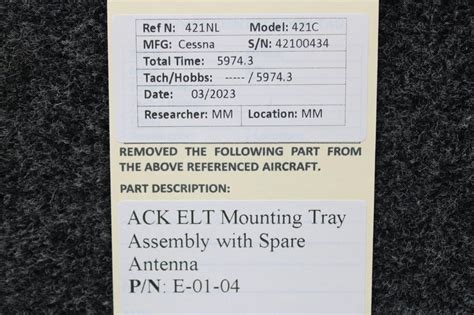 E 01 04 Ack Elt Mounting Tray Assembly With Spare Antenna