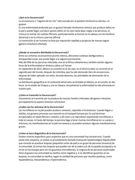 Qué Es La Oncocercosis Pdf Especialidades Medicas Medicina Clinica
