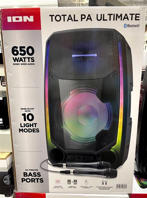 ION Audio Total PA Ultimate Bi Amplified 650W Speaker Sound Sys Light