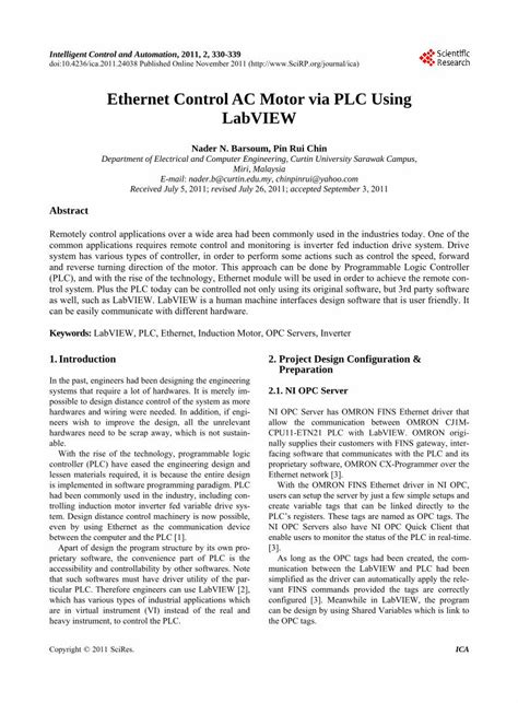 pdf ethernet control ac motor via plc using labview dokumen tips