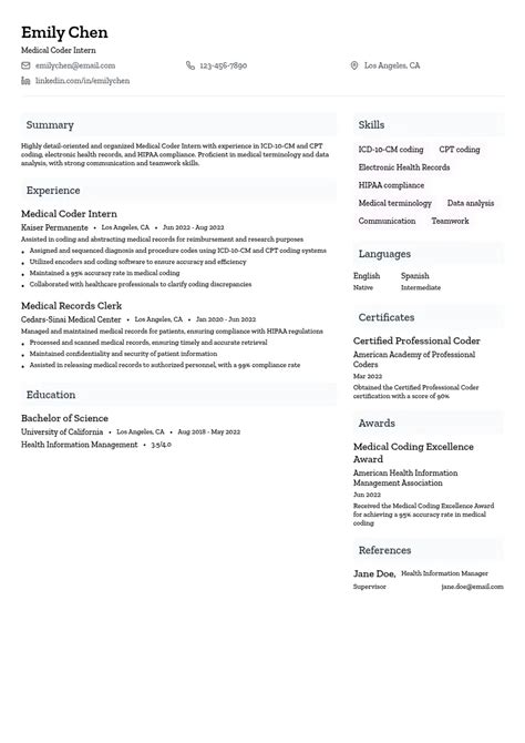 20 Medical Coder Resume Examples And Guide For 2025