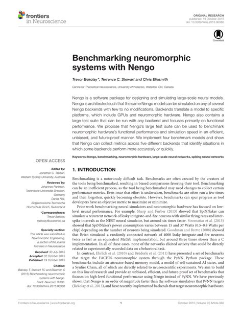 Pdf Benchmarking Neuromorphic Systems With Nengo