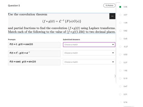 solved question 5 15 points 0 96 use the convolution theorem