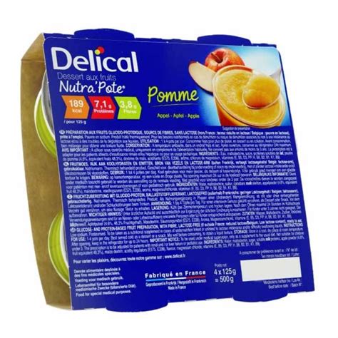 Delical Nutra pote pomme Dessert aux fruits hyperprotéiné Dénutrition