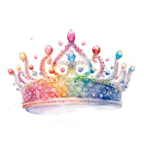 Premium Photo There Is A Watercolor Painting Of A Crown With Balloons