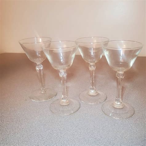 Vintage Hand Blown Libbey Glass Cordial Set Of Four Etsy