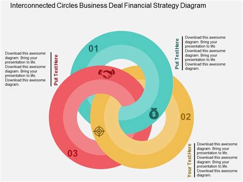 Interconnected Circles Business Deal Financial Strategy Diagram Flat