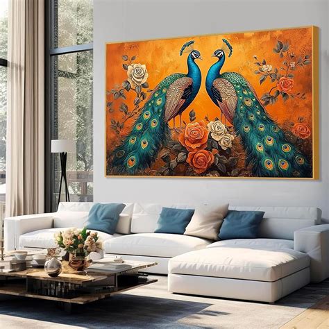 Peacock Canvas Wall Art Couple Peacock Canvas Print