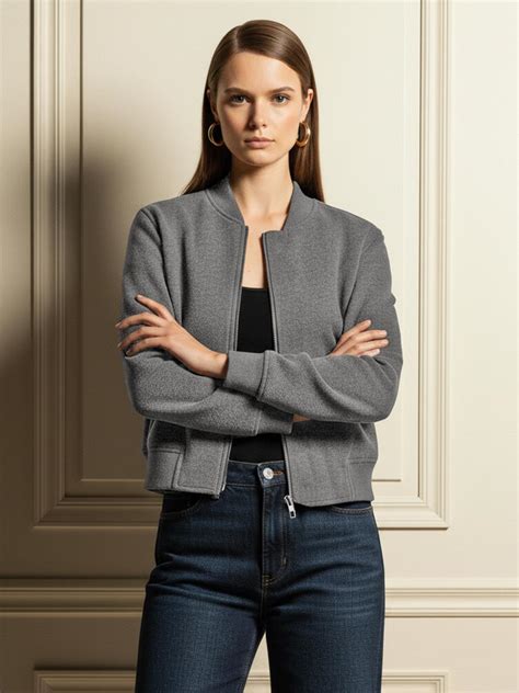 Buy Chemistry Stand Collar Bomber Jacket Jackets For Women 33469835
