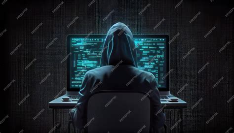 Premium Ai Image Anonymous Hacker Without Face Typing Computer Laptop
