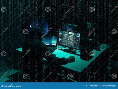 Wanted Hackers Coding Virus Ransomware Using Laptops And Computers Cyber Attack System
